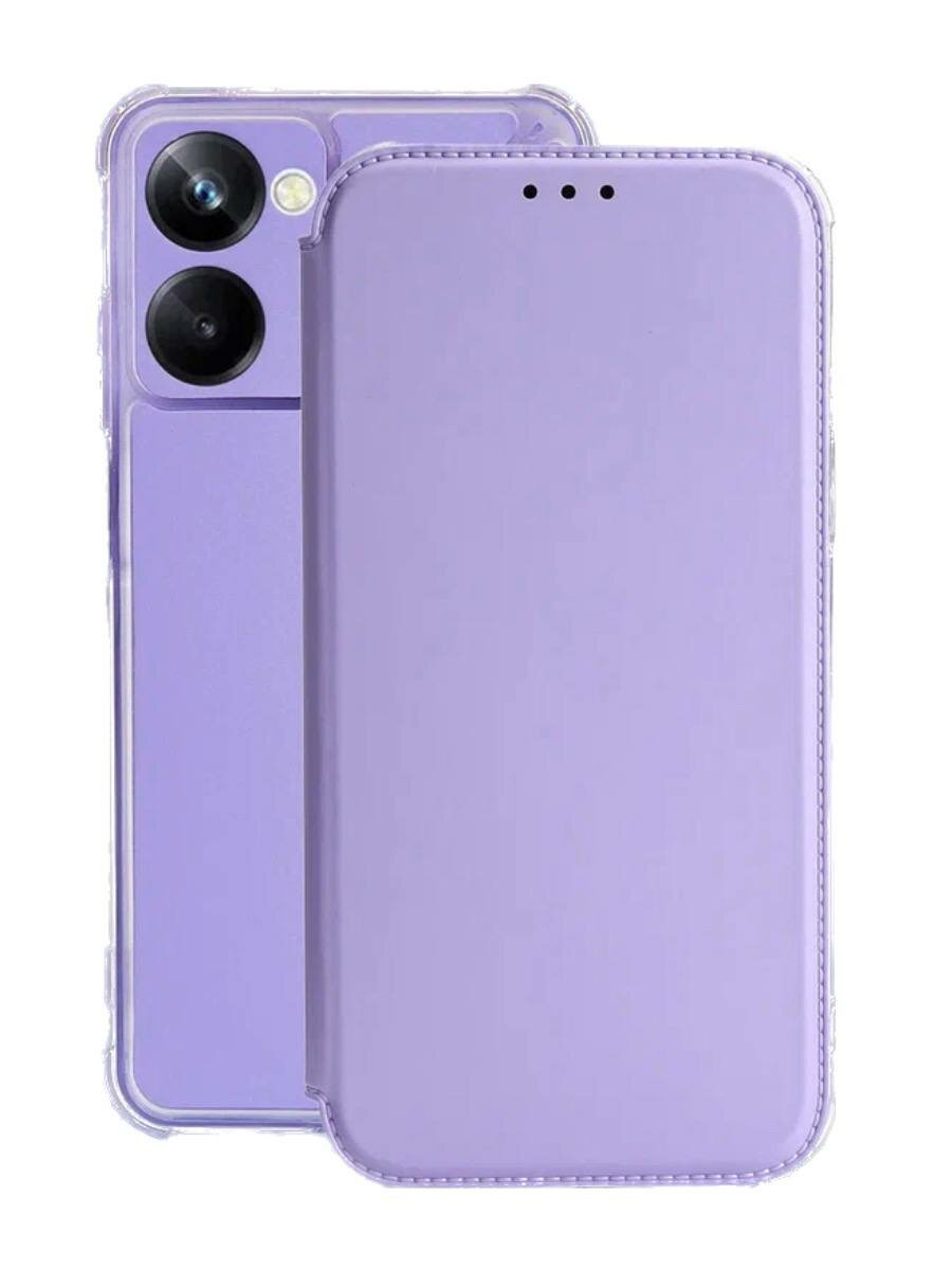 Чехол-книжка на Realme 10 с противоударным бампером с усиленными углами Фиолетовый