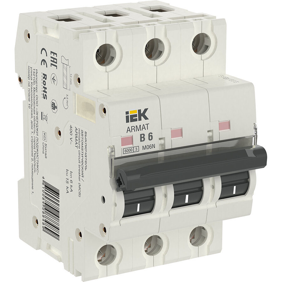 ARMAT Выключатель автоматический трехполюсный B 6А M06N , IEK AR-M06N-3-B006 (1 шт.)