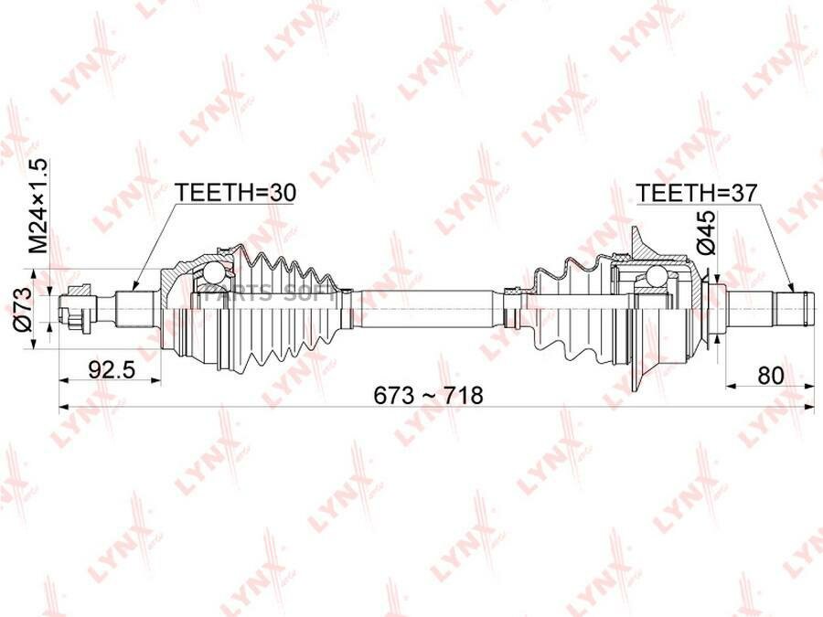 CD1082 LYNXAUTO Привод в сборе передний L