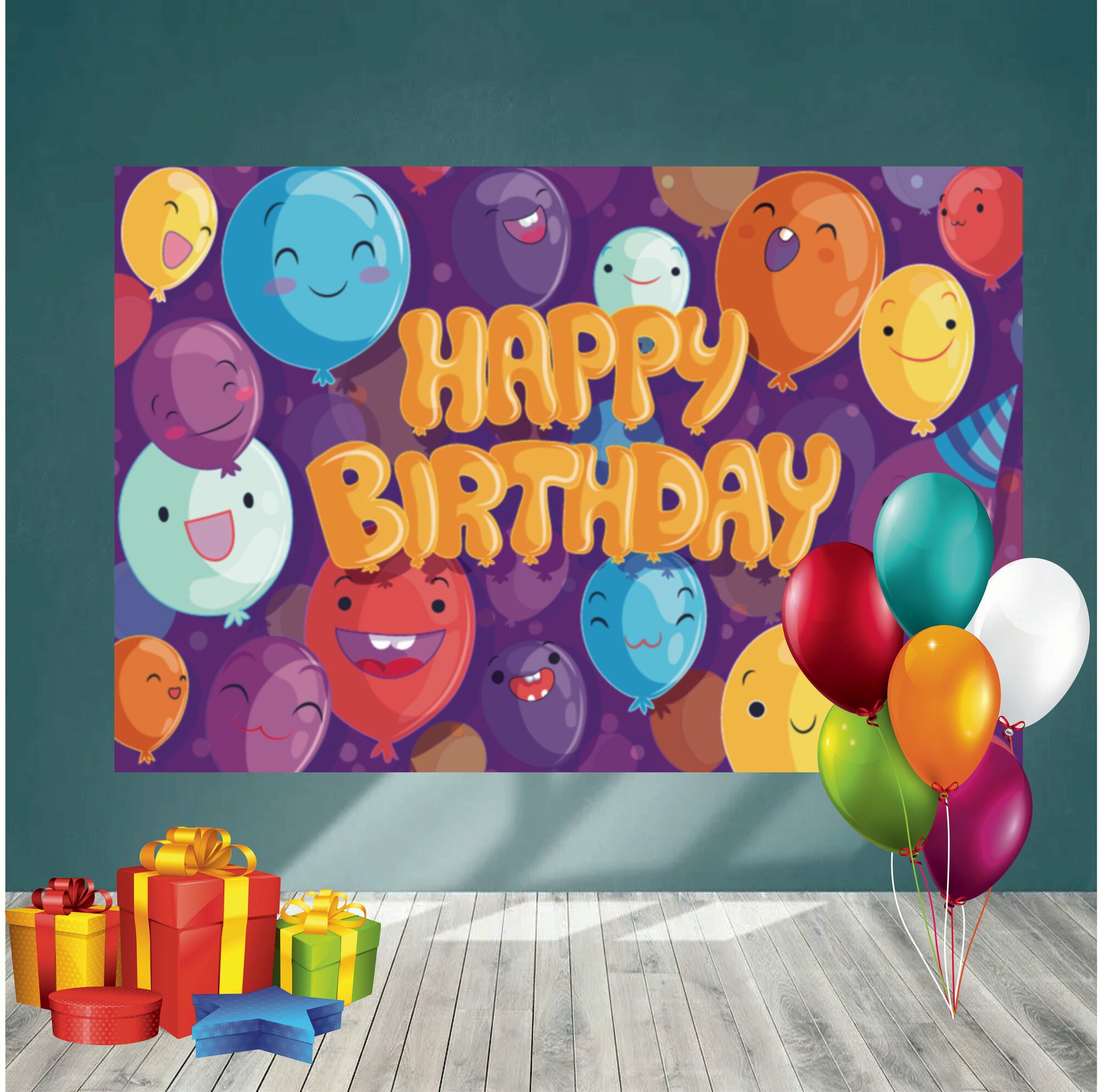 Фотозона "HAPPY BIRTHDAY" 300 см х 200 см с люверсами — фото 1