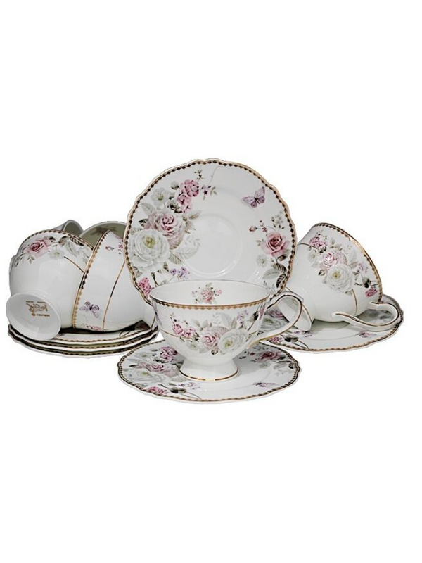 Кофейный набор 12 предметов Пионы Lenardi 100 мл 108-221