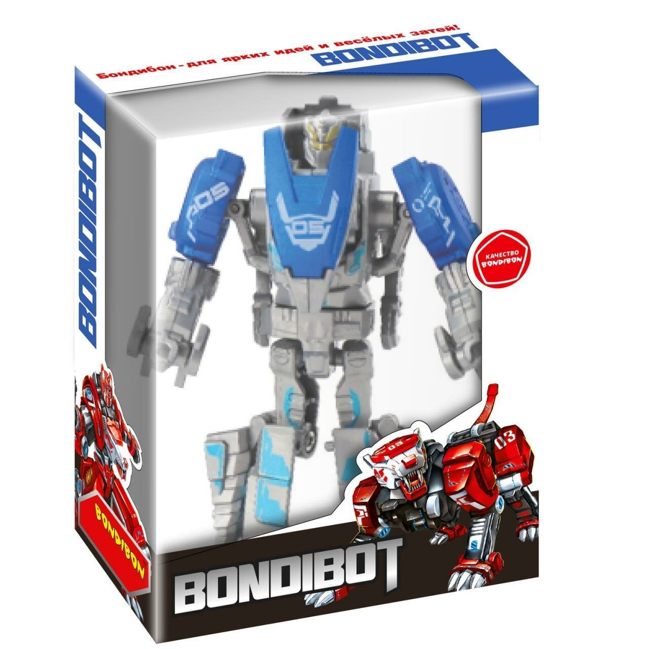 Трансформер 2в1 BONDIBOT Bondibon, мет. детали, ВОХ 15,5x9,5x4,5 см, робот-динозавр велоцираптор.