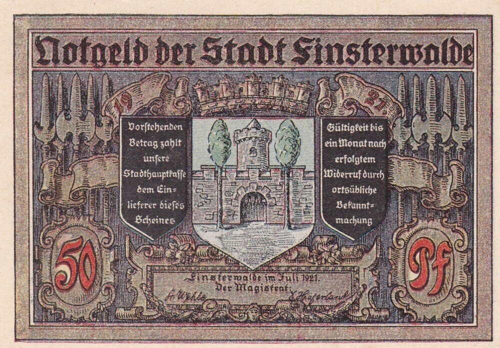 Германия (Веймарская Республика) Финстервальде 50 пфеннигов 1921 г. (3)