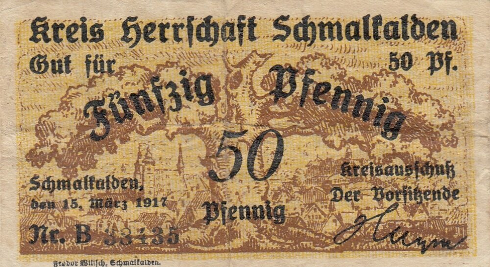 Германия (Германская Империя) Шмалькальден 50 пфеннигов 1917 г. (2)