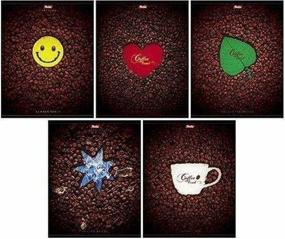 Хатбер 80ББ4В1_07461 Тетрадь офисная кофе-брейк, ф. а4, тв. обл, блок 5 цв, перф. уголков, 80л. хатбер