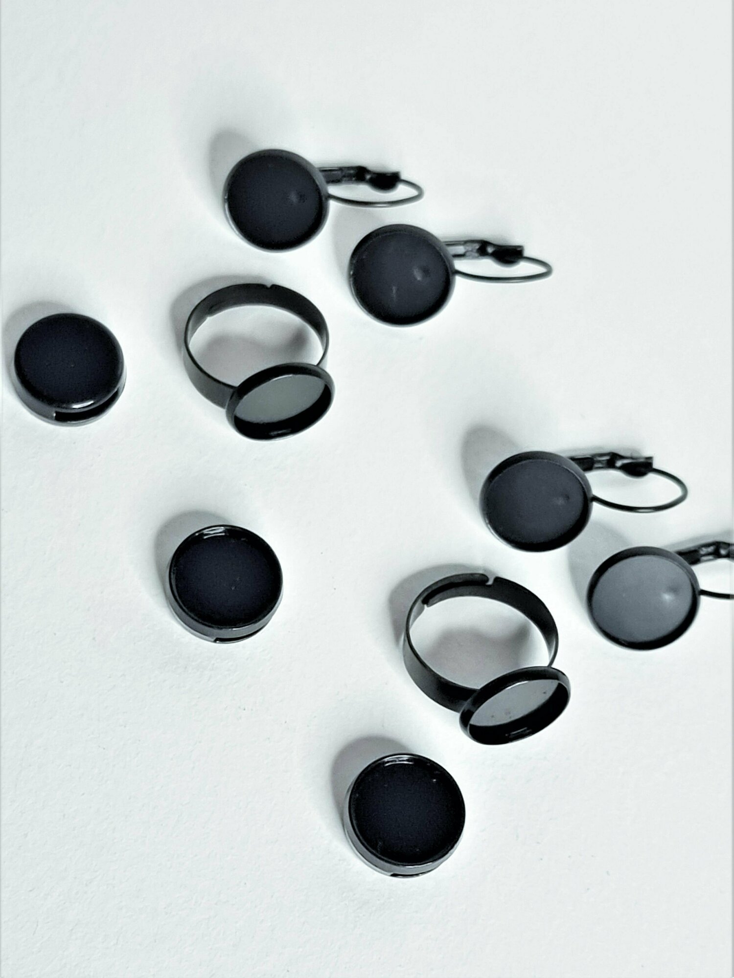 Швензы, Кольца и Бусины под вклейку. d12мм. 7шт. Черный.