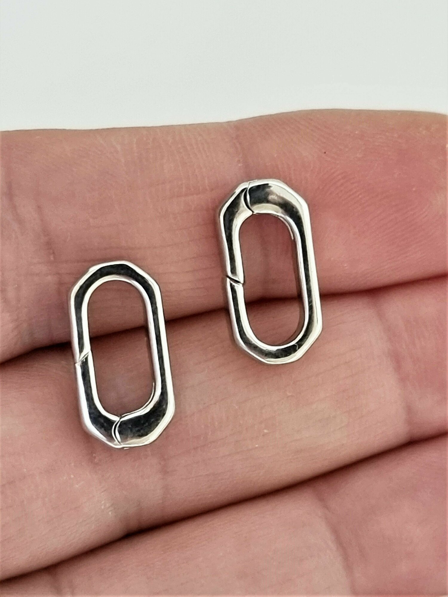 Карабины-Овалы. 16х9мм. Цвет Родий. 2шт.