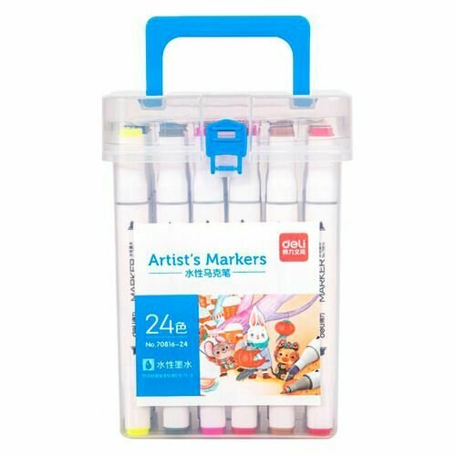 Набор маркеров для скетчинга Deli 70816-24, 24 цвет, двойной пишущий наконечник