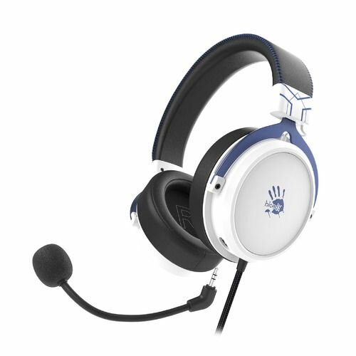 Гарнитура игровая A4TECH Bloody M590i, для компьютера и игровых консолей, мониторные, проводные USB/3,5 мм, синий / белый [m590i sports navy]