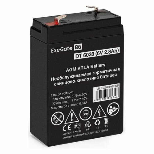 Аккумуляторная батарея EXEGATE EX282946 для ИБП 6В, 2.8Ач [ex282946rus]