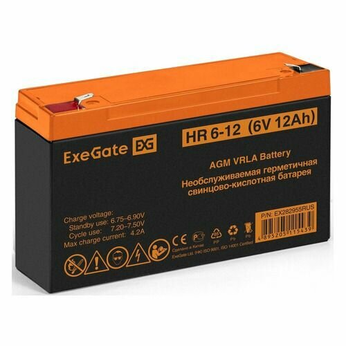 Аккумуляторная батарея EXEGATE EX282955 для ИБП 6В, 12Ач [ex282955rus]