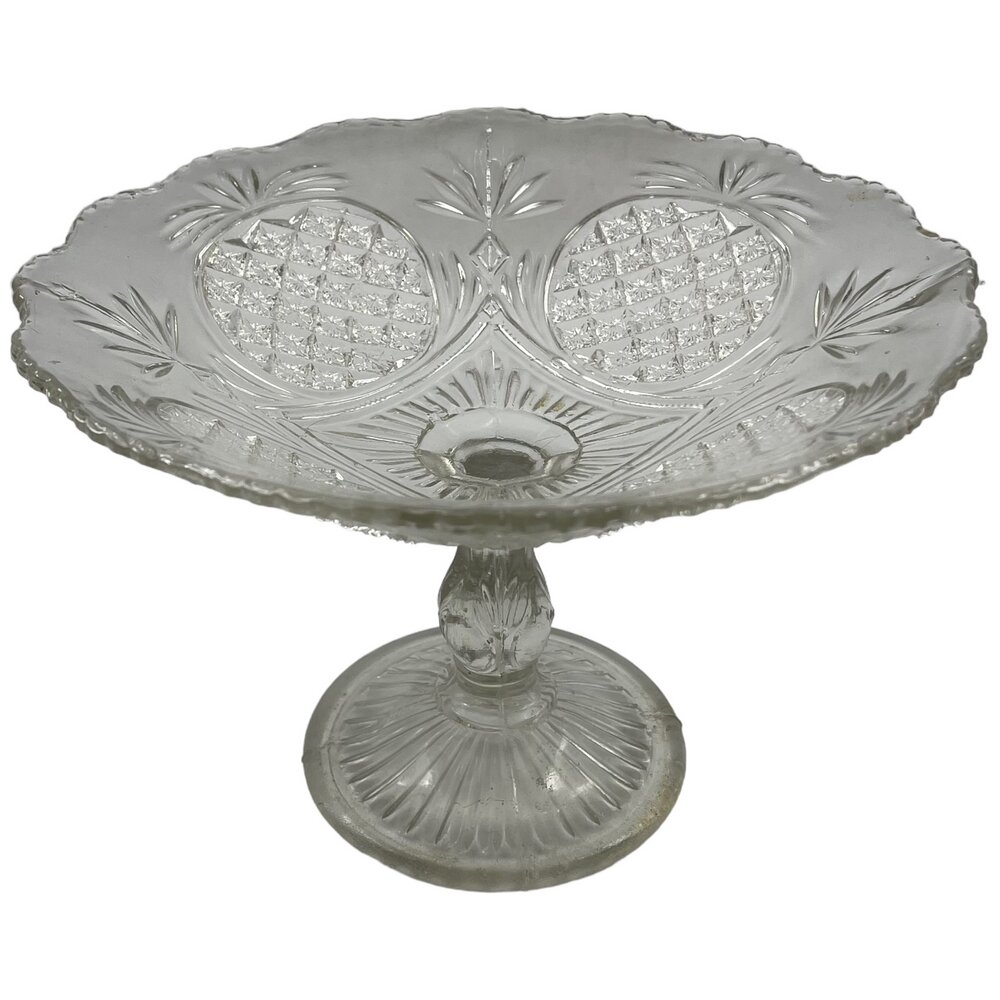 Фруктовница на ножке "Ананас", стекло, 1890-1917 гг, Мальцов, Российская Империя