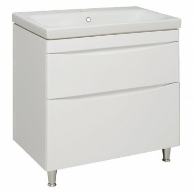 Тумба напольная Runo Афина 80 с умывальником Moduo 80 Cersanit, цвет: белый