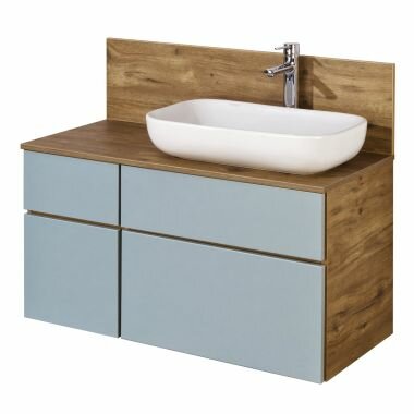 Тумба с раковиной Акватон Мишель 100 подвесная, умывальник Лола 60, влдсп, дуб рустикальный/фьорд