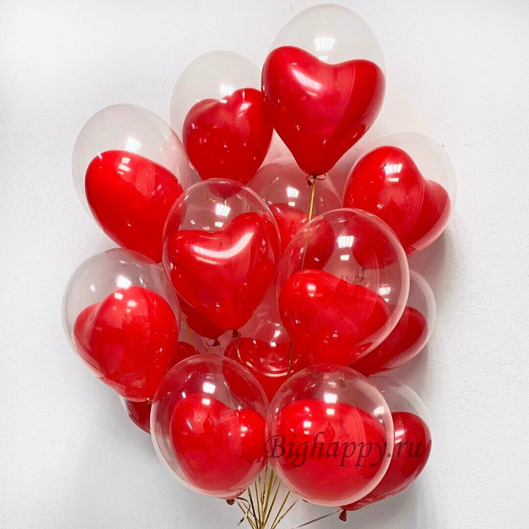 Фонтан из шаров "Воздушные сердца"