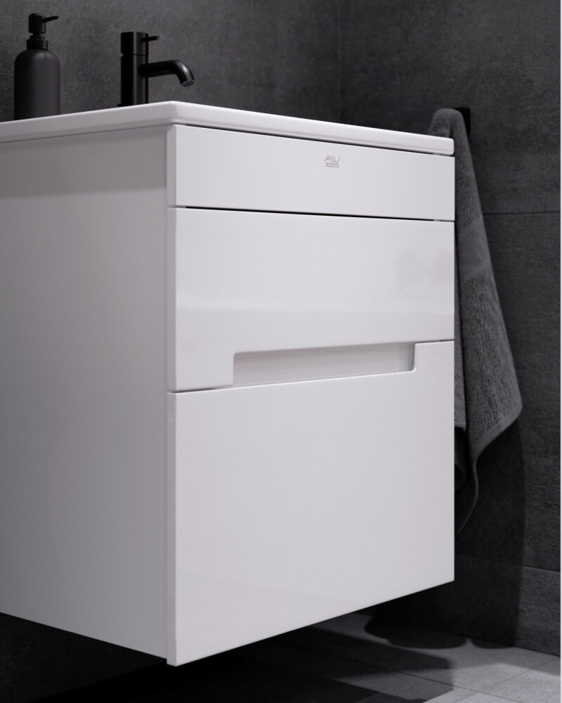 Тумба с раковиной Alavann Rita 60 см, подвесная, белый