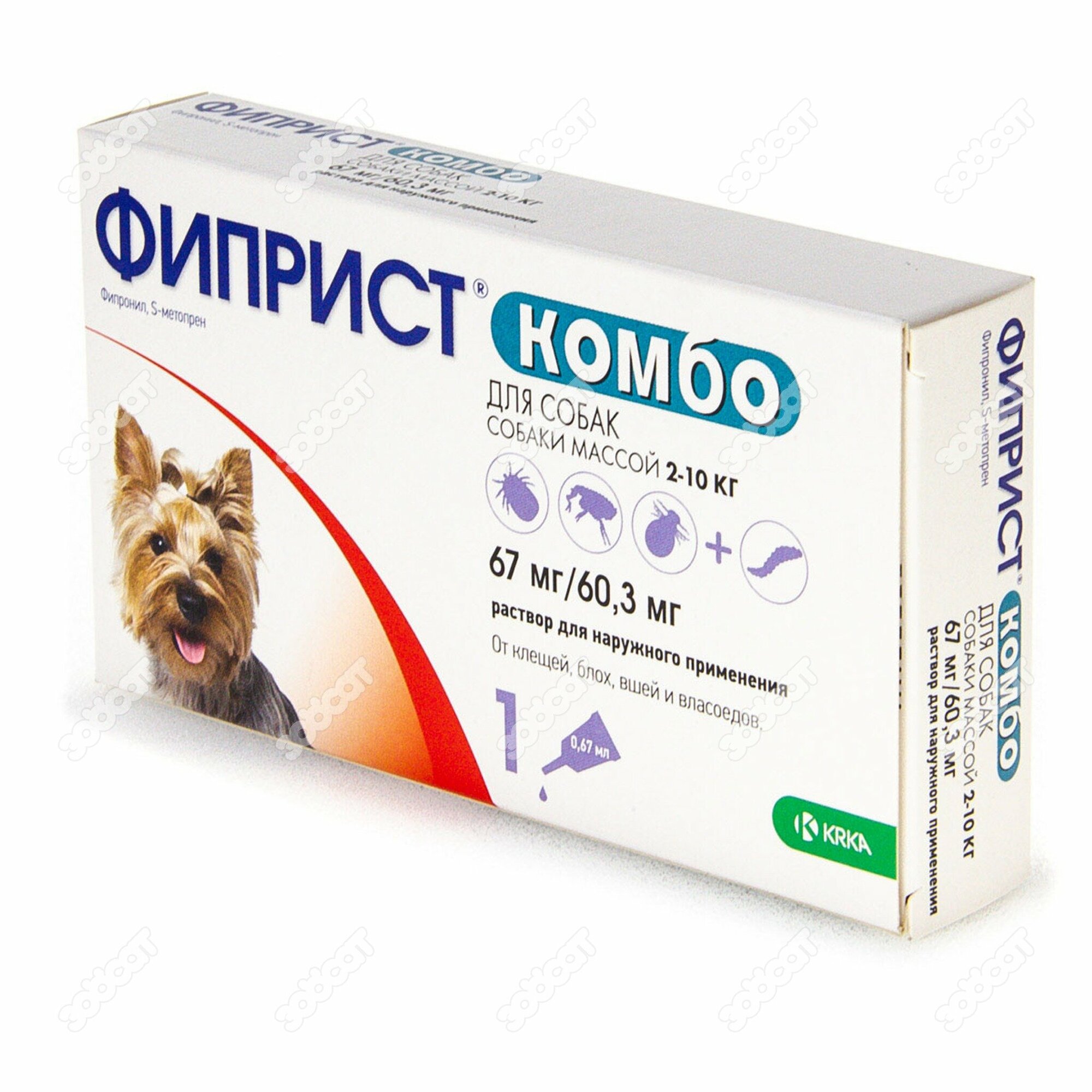 Фиприст (KRKA) раствор от блох и клещей Комбо для щенков и собак от 2 до 10 кг 1шт. в уп.