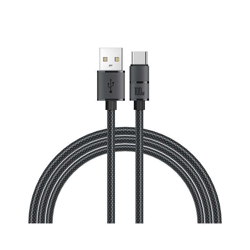 Кабель для быстрой зарядки и передачи данных RECCI Warrior, USB to Type-C, Protocol 66W/100W, 1.2 метра, Черный, RS08C