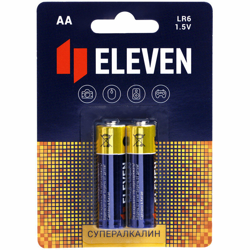 Батарейка Eleven SUPER AA (LR6) алкалиновая, BC2, 16 штук, 301755