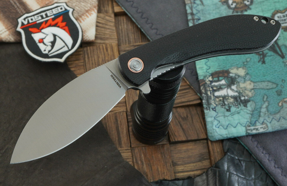 Складной нож Vosteed Nightshade LT, сталь Nitro-V, сатин, рукоять черная микарта