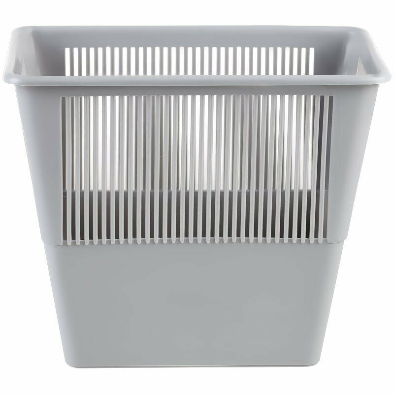 Корзина для бумаг СТАММ, 12л, прямоугольная, сетчатая, серая, 323980