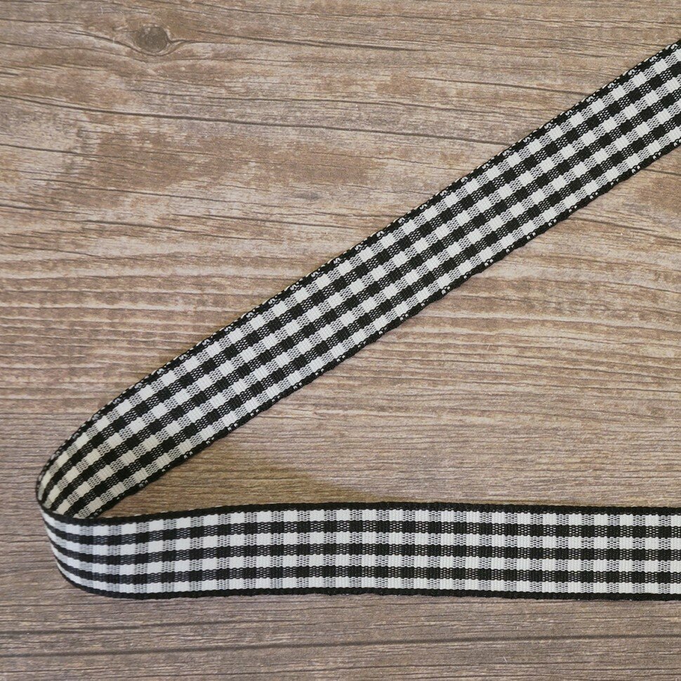 Hemline R13115/030 Лента с рисунком на картонной катушке "Клетка", цвет чёрный