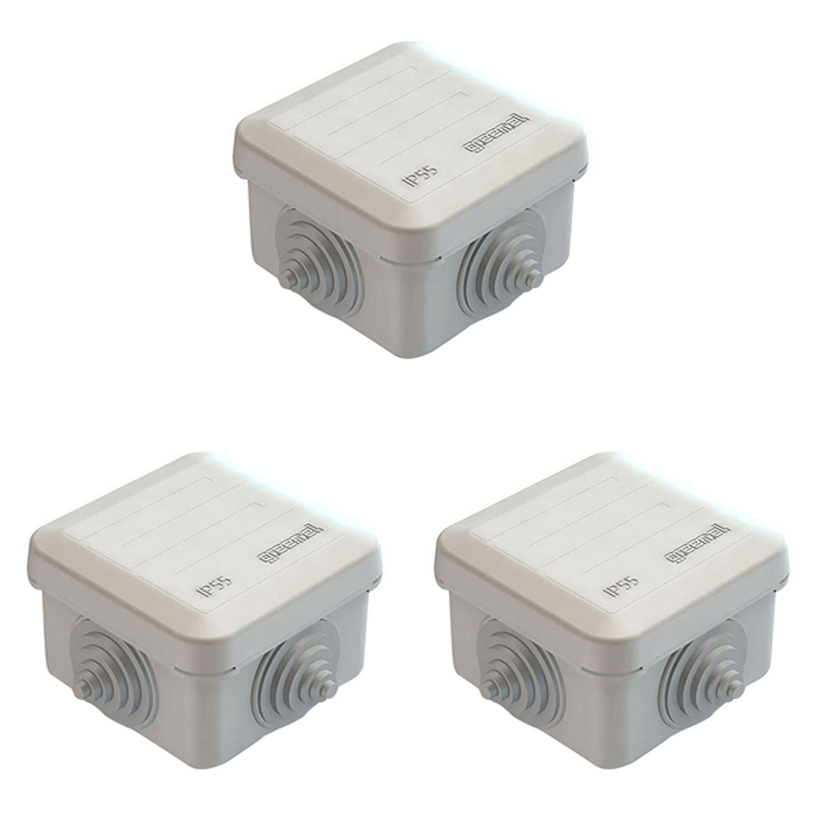 Коробка распределительная (GE41236) для открытой установки 70х70х40 мм 4 ввода серая IP55 с крышкой атмосферостойкая (3 шт.)