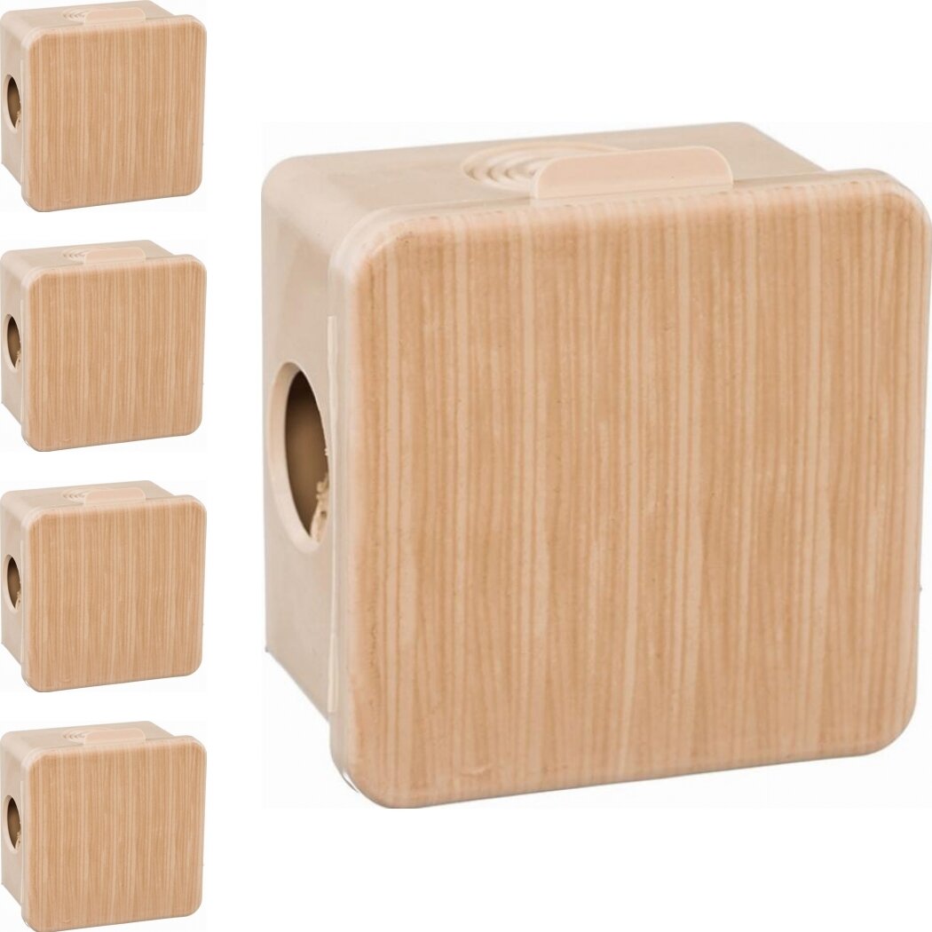 Коробка распределительная TDM Electric Эко 65x65x50 квадратная 4 ввода для открытого монтажа IP54 сосна (комплект из 4 шт.)