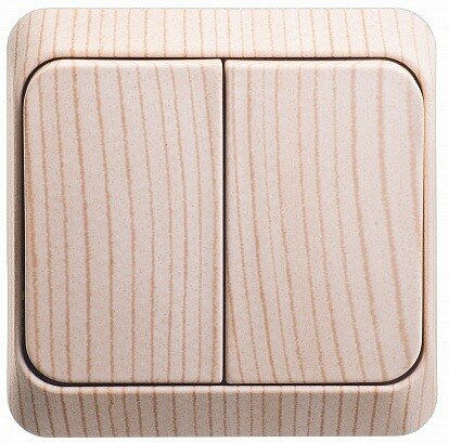 Этюд Выключатель двухклавишный наружный с подсветкой Сосна Systeme (Schneider) (BA10-006D), цена за 1 шт