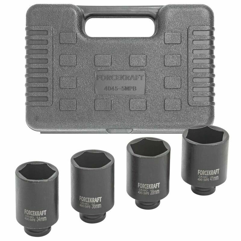 Головки ударные глубокие, набор 4предмета, 1/2", 6гранная