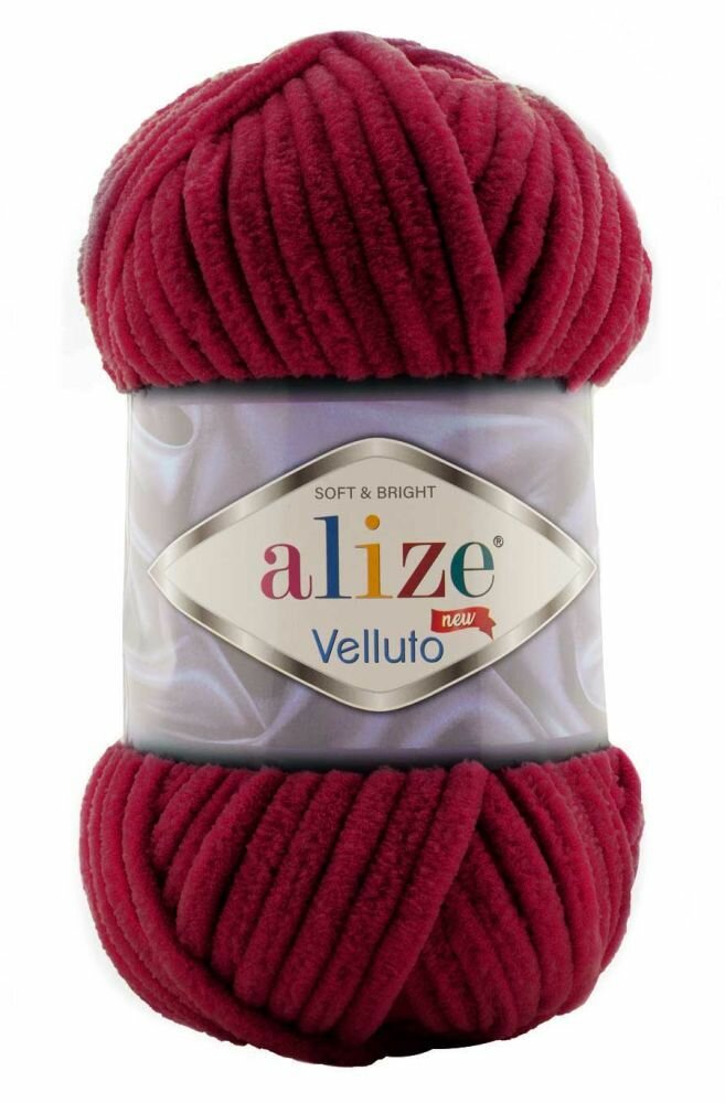 Пряжа VELLUTO (Alize), вишня - 107, 100% микрополиэстер, 5 мотков, 100 г, 68 м.