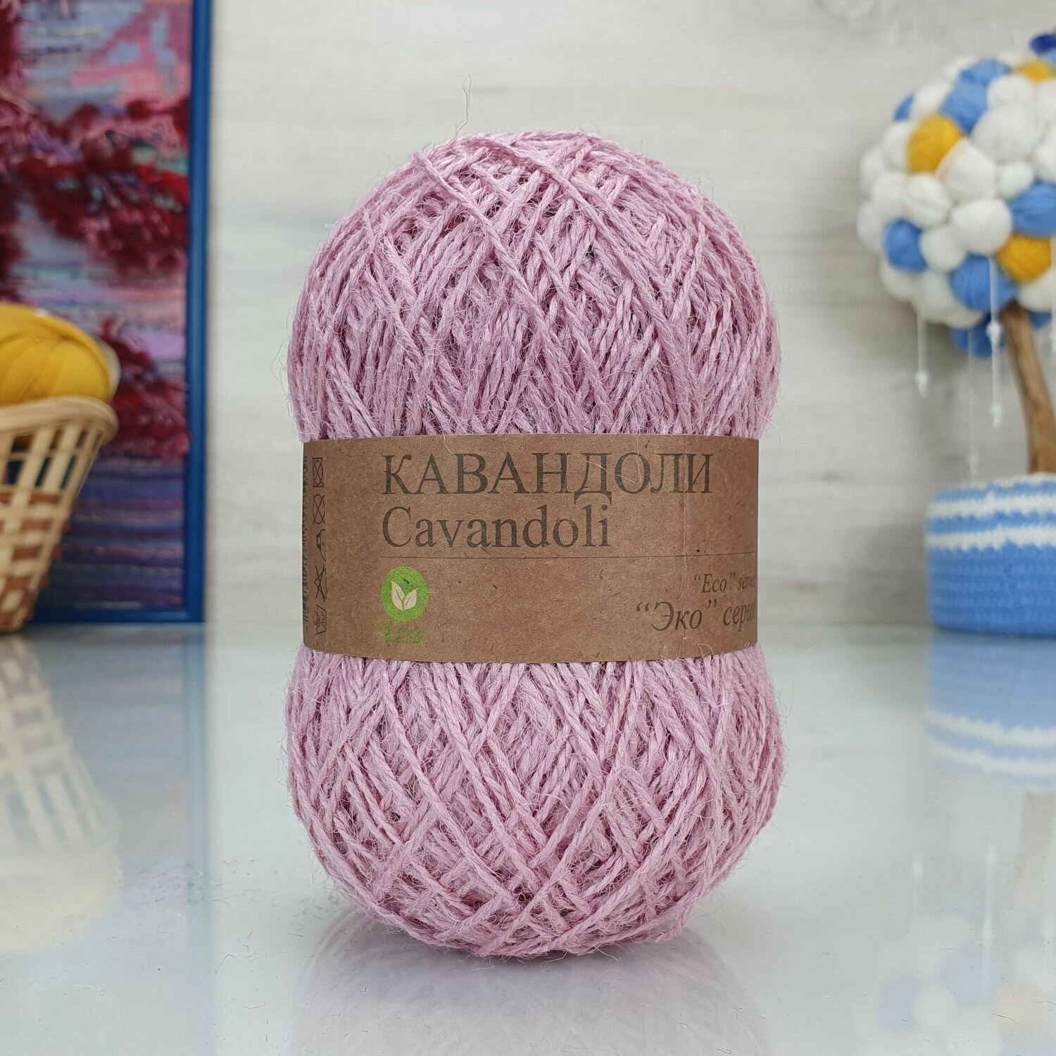 Пряжа Прочее Кавандоли цветной, пыльно-розовый - 12, 100% джут, 5 мотков, 100 г, 180 м.