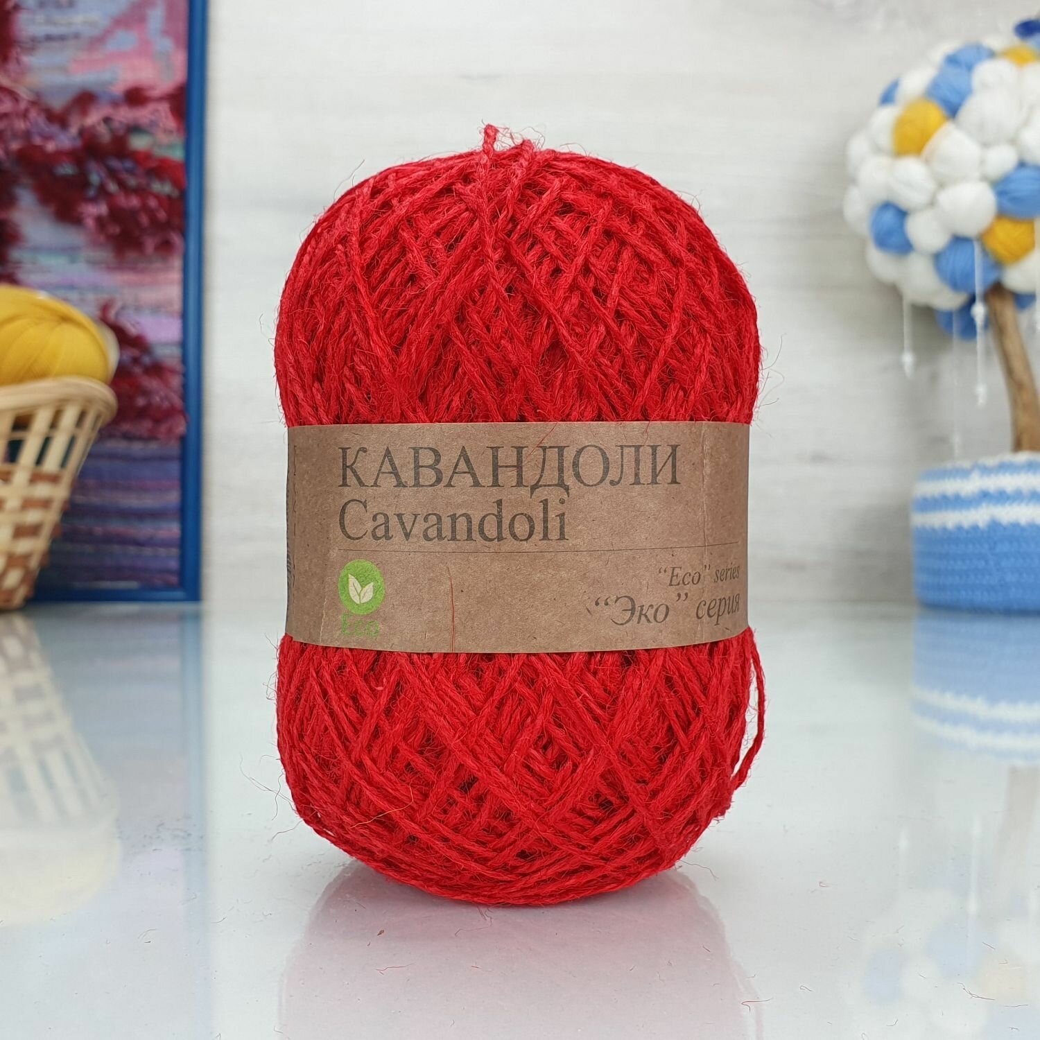 Пряжа Прочее Кавандоли цветной, красный - 07, 100% джут, 5 мотков, 100 г, 180 м.