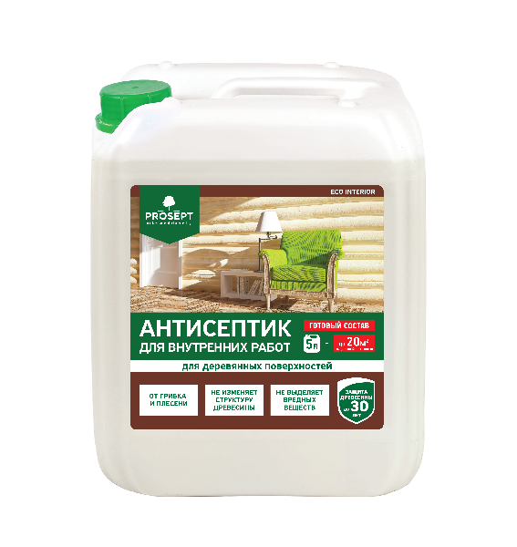 Антисептики для Древесины Prosept Eco Interior 5л 014-5 / Просепт.