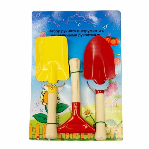 Набор детского ручного инструмента с деревянными рукоятками 3 предмета