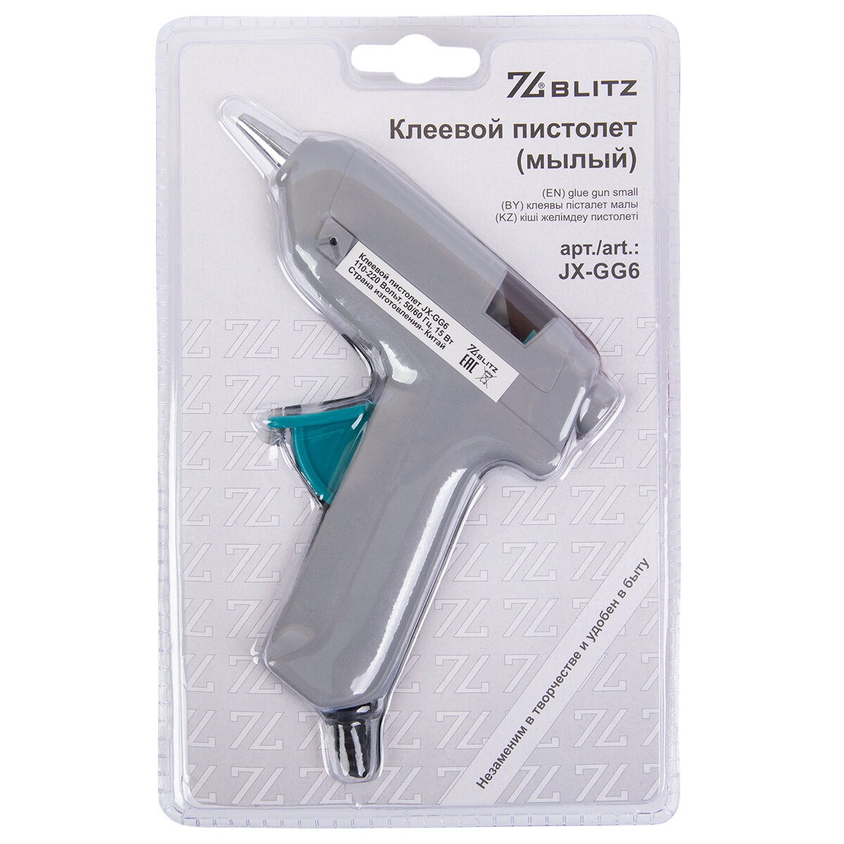 BLITZ Пистолет клеевой JX-GG6 малый диаметр стержня 7.2 мм в блистере пластик