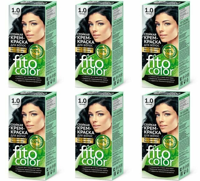 Fito Косметик Стойкая крем-краска для волос , Fitocolor, тон Черный, 115мл, 6 шт.