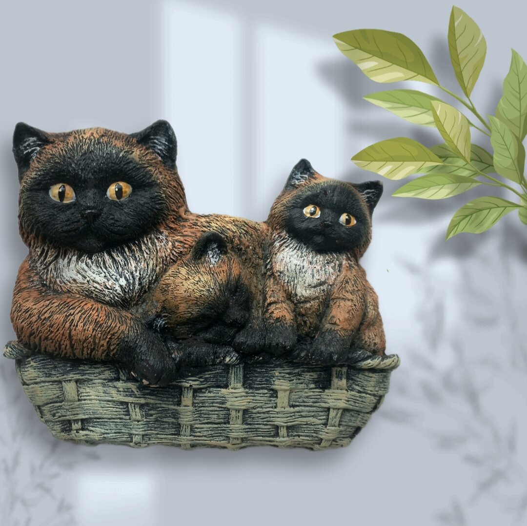 Настенное объемное панно "Сиамские котята" (полистоун, 22*18,5см)