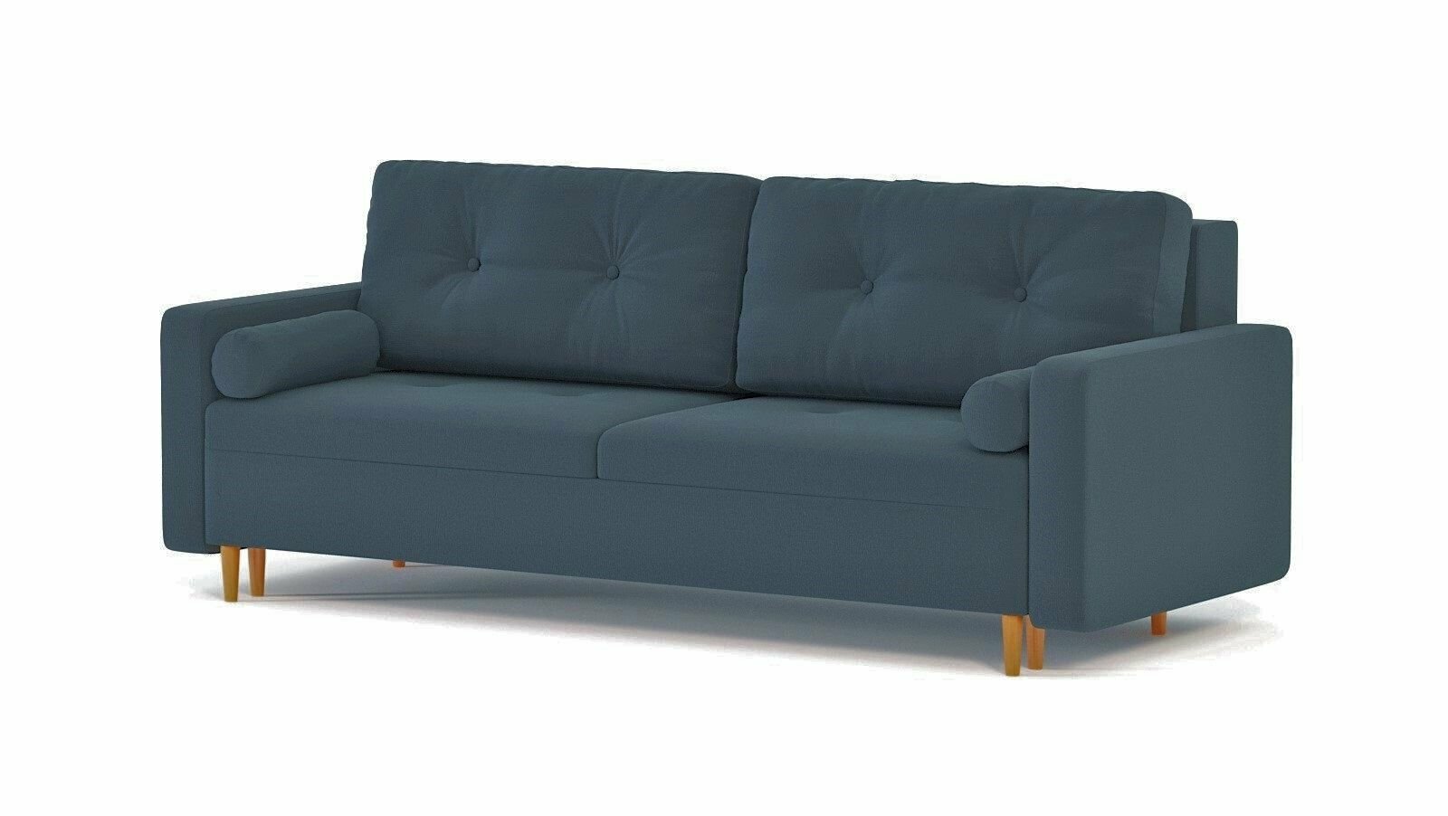 Диван-кровать Белфаст пантограф, велюр Мазерати Дарк блю 23, ящик для белья