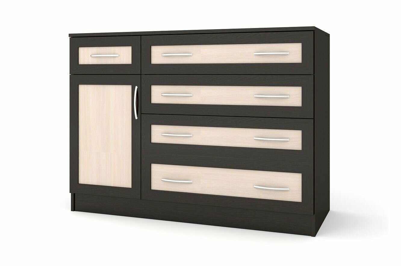 Комод №4 венге цаво, дуб молочный, рамка квадро