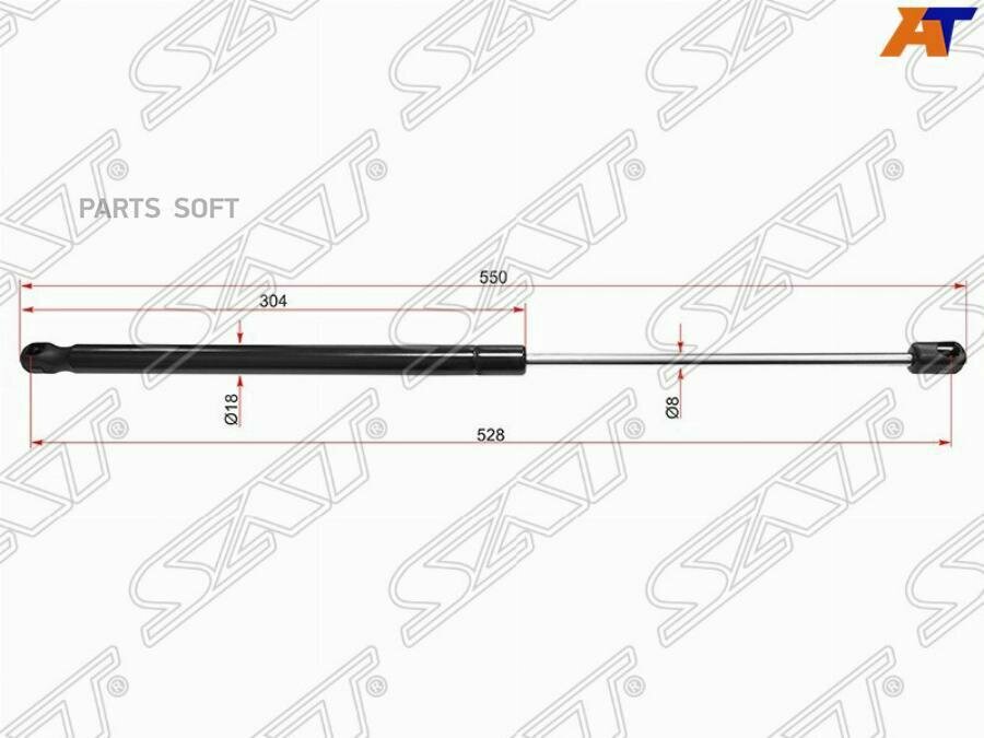 Амортизатор крышки багажника Nissan Qashqai 13-22 (Справа=Слева) SAT ST-904504EA1A | цена за 1 шт