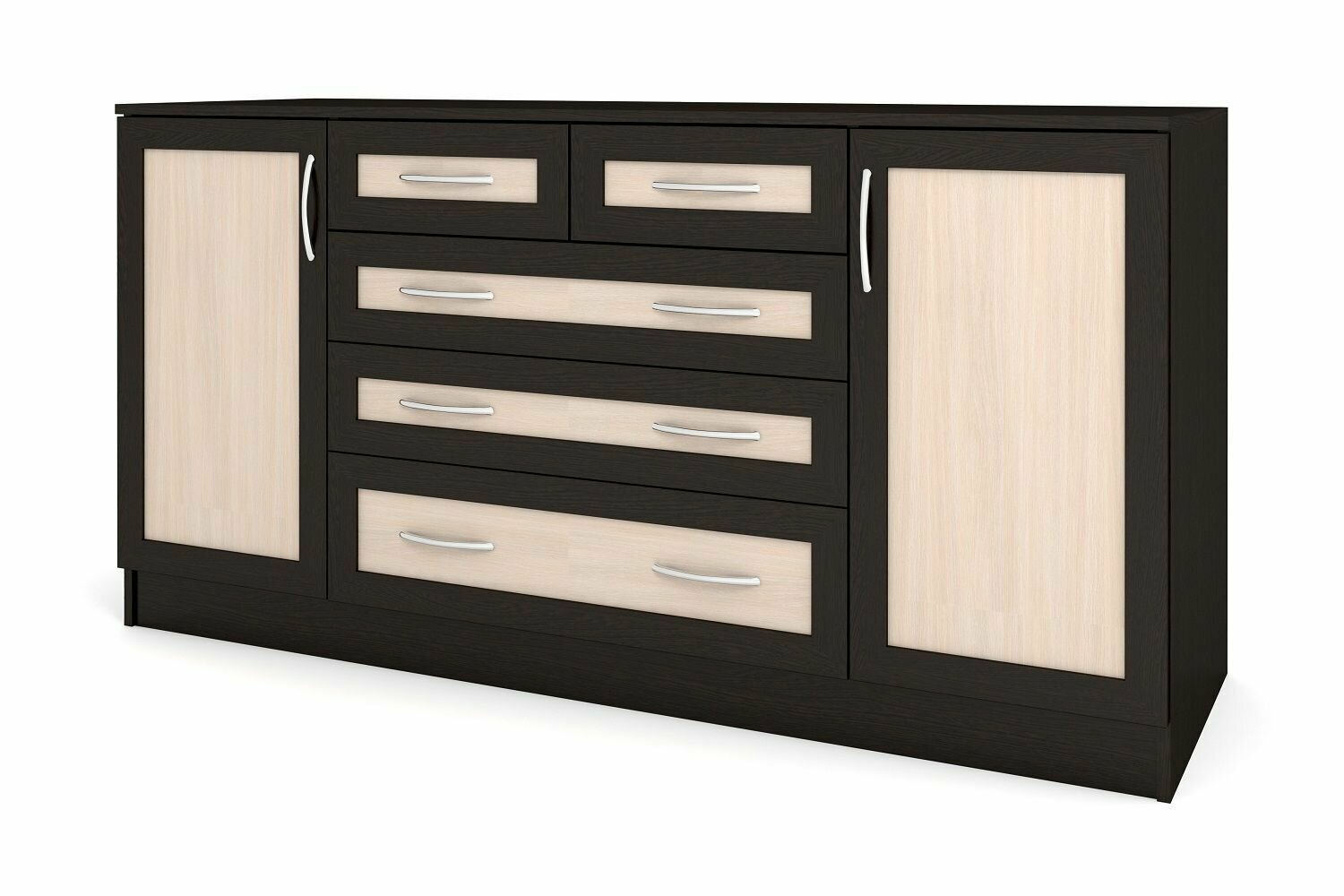 Комод Иван 2:4:2 156х50х90 венге цаво, дуб млечный, рамка квадро