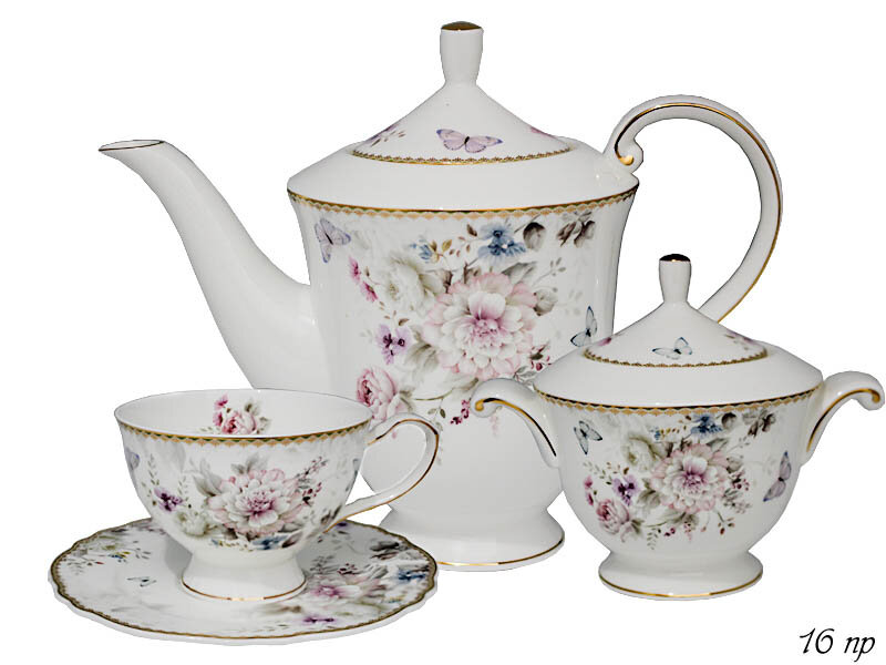 Чайный сервиз 16пр. Хризантемы в подарочной упаковке Фарфор 108-216 118-108-216