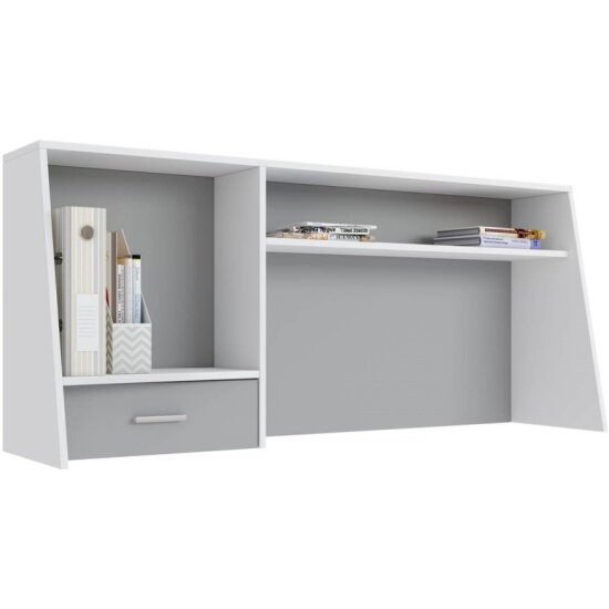 Надстройка к письменному столу Polini kids Aviv 1450, с ящиком и полкой, белый-серый