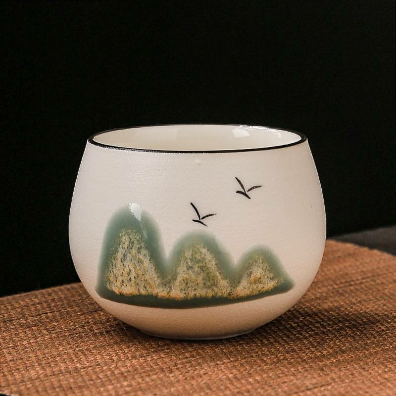 Пиала для чая Белая "Горы" керамика, 150 мл