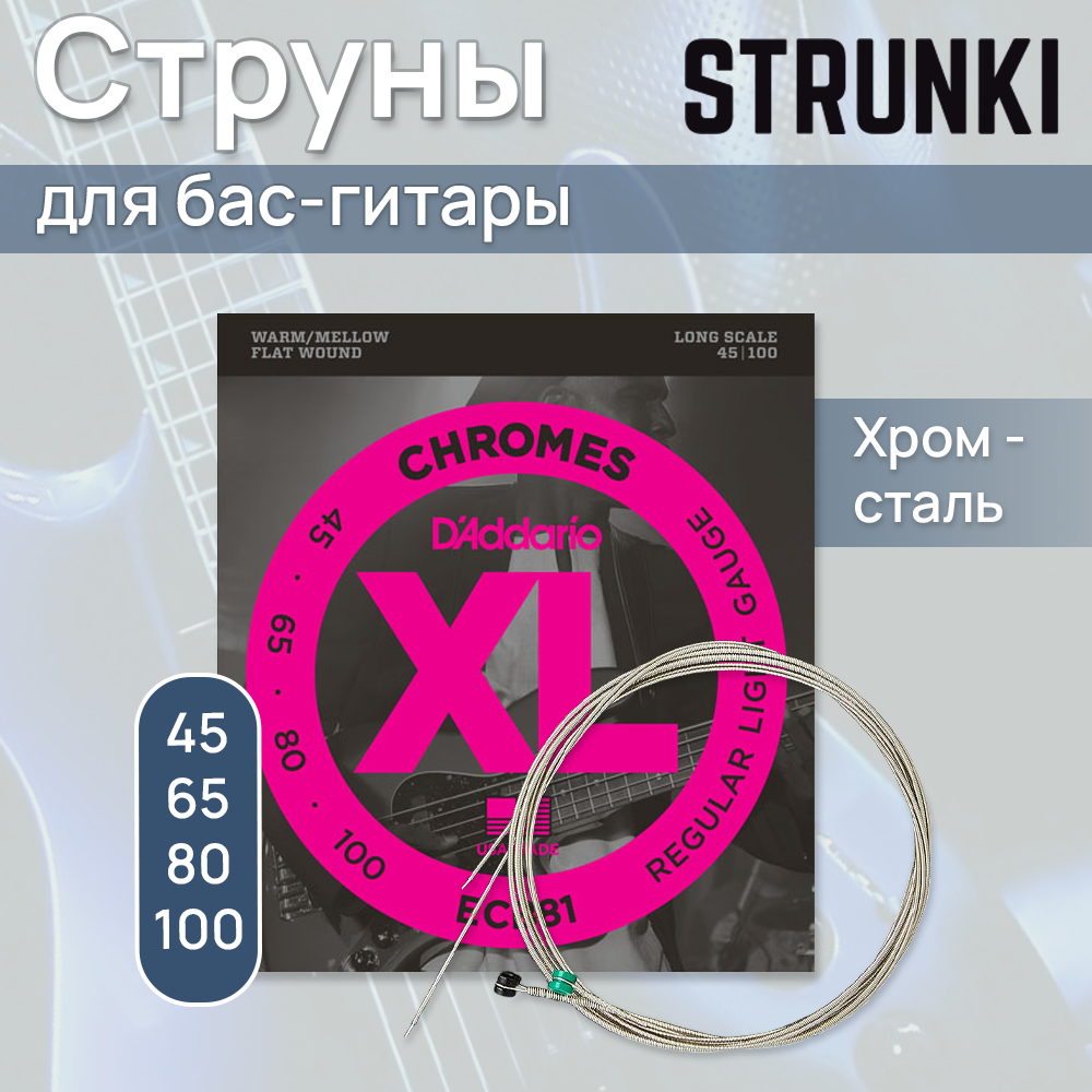 Струны для бас-гитары D'Addario ECB81 45-100