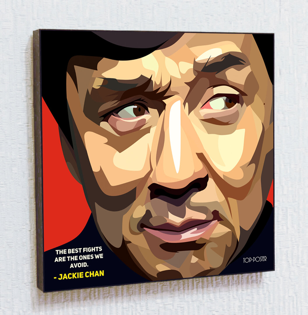 Картина постер Джеки Чан в стиле ПОП-АРТ в рамке с креплением / плакат / Top Poster