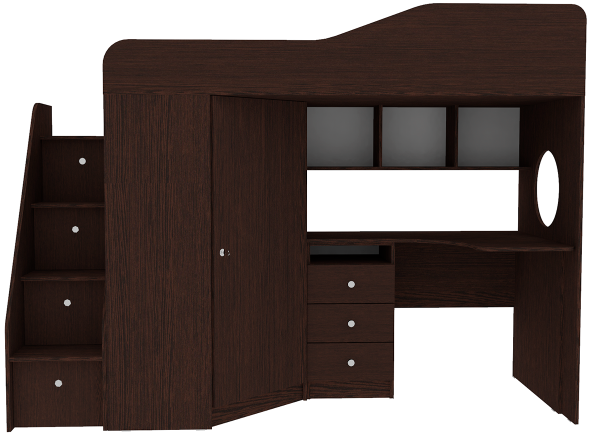 Кровать чердак Кадет 1 с универсальной лестницей Венге - Венге