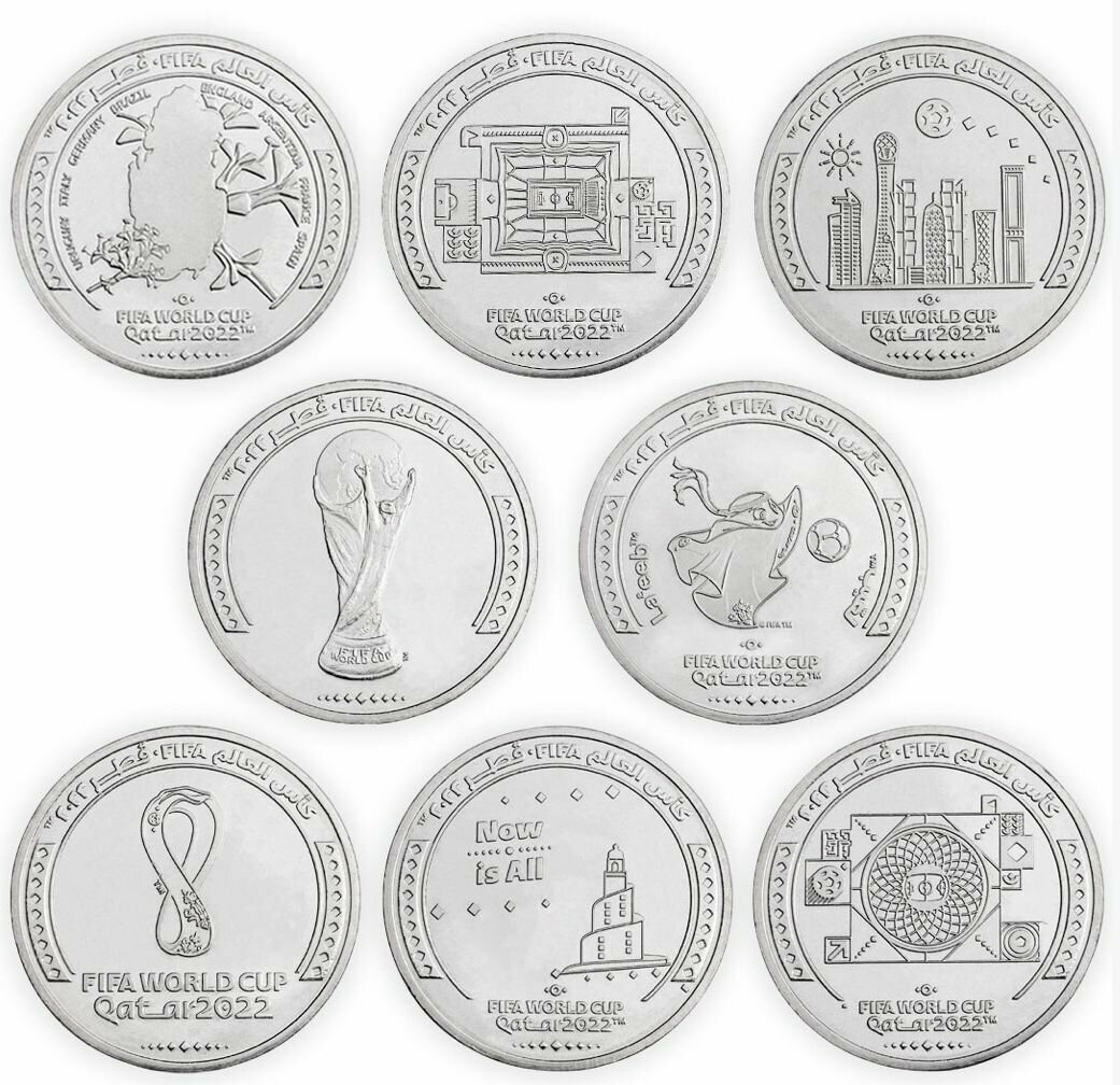 Набор из 8 монет Чемпионат Мира по футболу 2022 года Катар