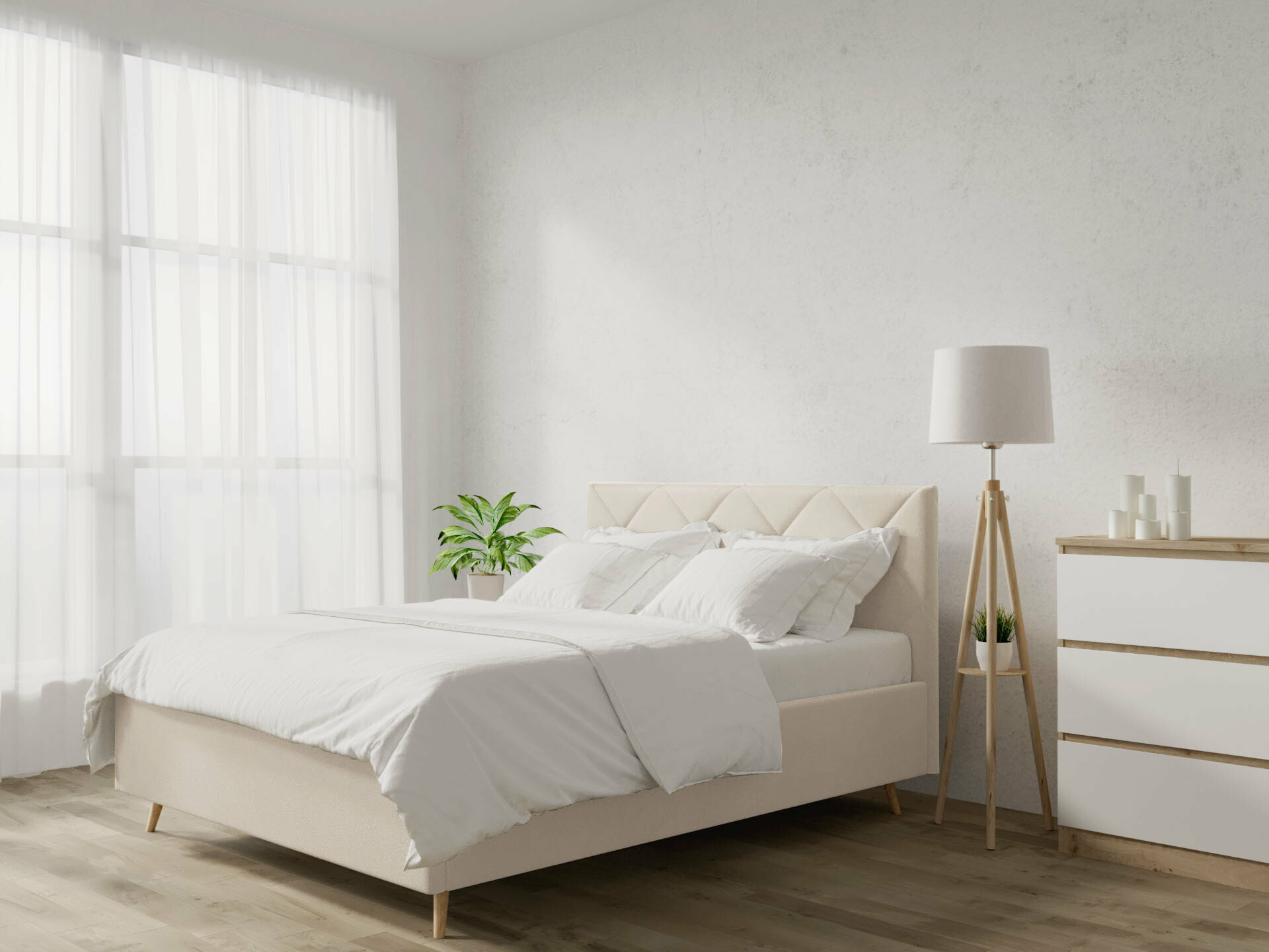 Двуспальная кровать 120х200 с подъемным механизмом, "Kim" с мягким изголовьем для дома, для спальни, ортопедическое основание, с ящиком для белья. Велюр белый Vip 1